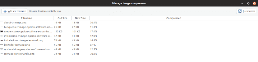 Trimage, una interfaz para cambiar el tamaño de las imágenes