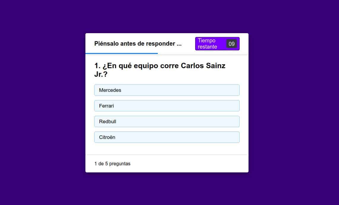 Crear un cuestionario con temporizador con HTML, CSS y JS
