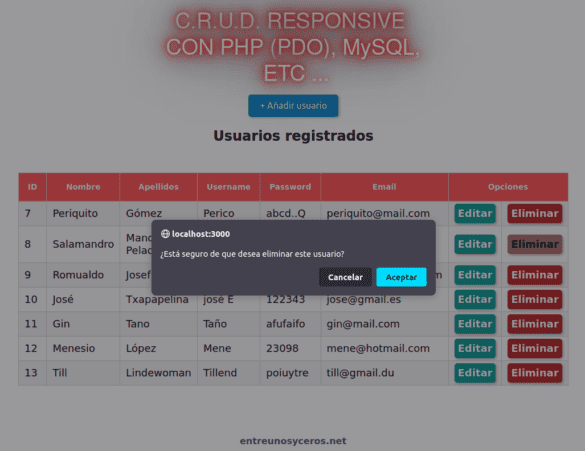CRUD en PHP y MySQL, crea uno básico para ver cómo trabaja