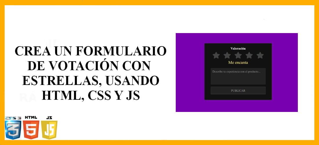 Un formulario de votación con estrellas utilizando HTML, CSS y JS