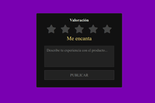 Un formulario de votación con estrellas utilizando HTML, CSS y JS